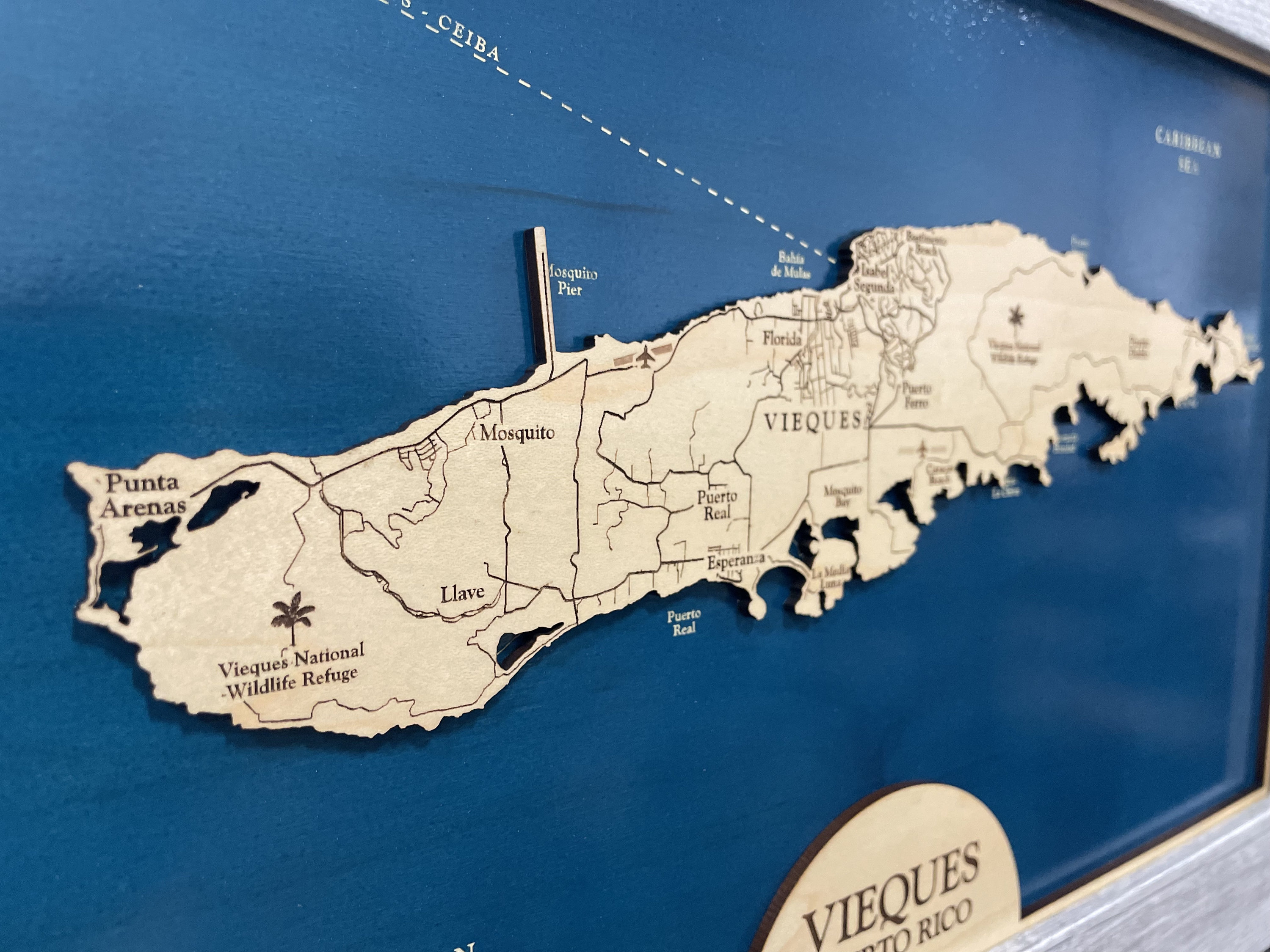 Vieques Puerto Rico Map Vieques Map Honeymoon Gift Wood - Etsy