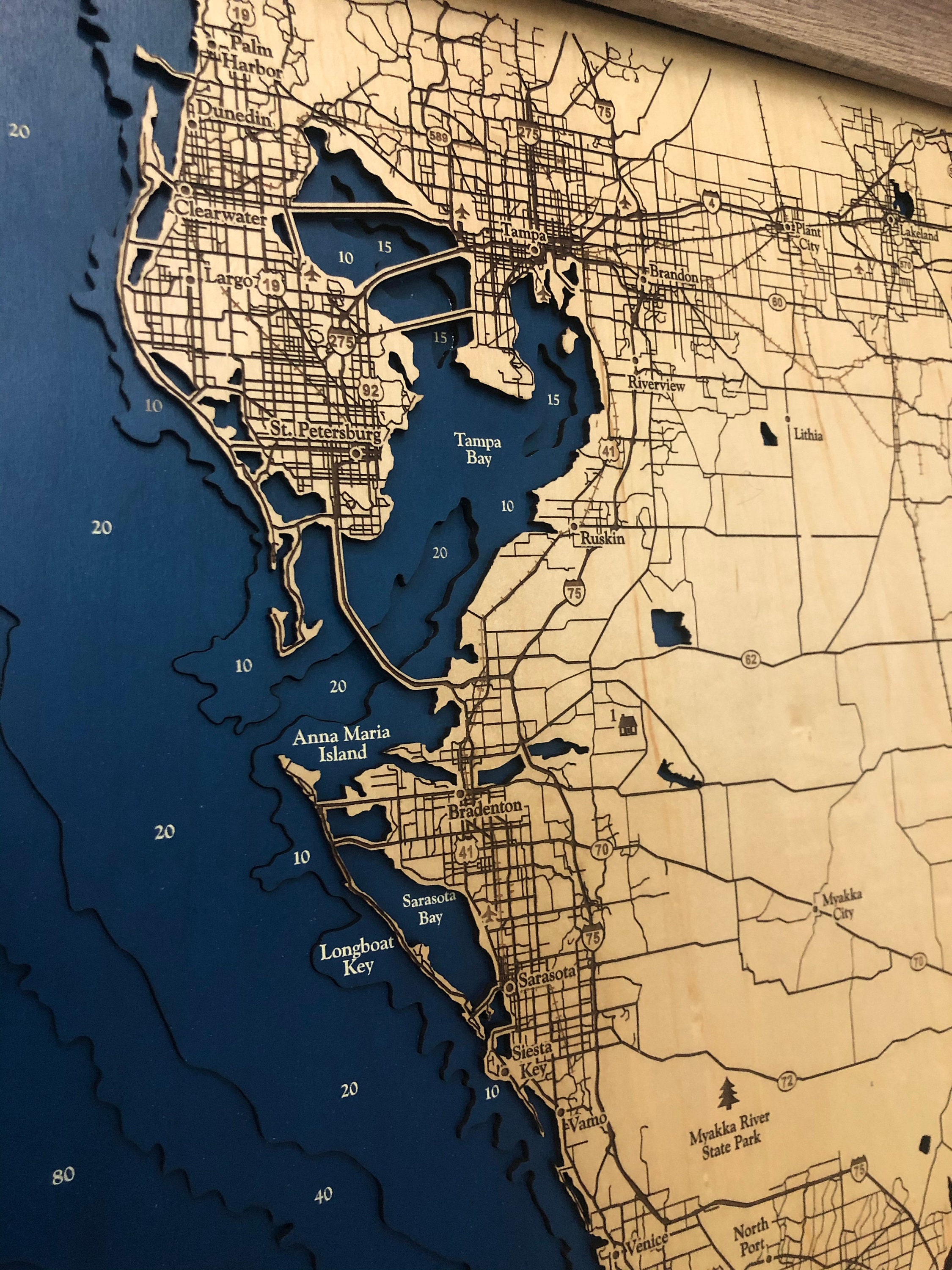 Southwest Florida Map Tampa Bay Custom Wood Map Naples | Etsy