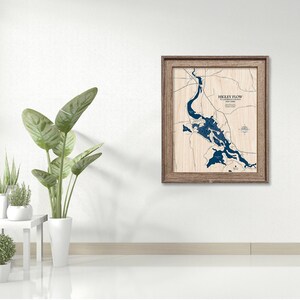 Higley Flow Map, Custom Lake Map, Wood Lake Map, 3D Wall Art, Contour ...