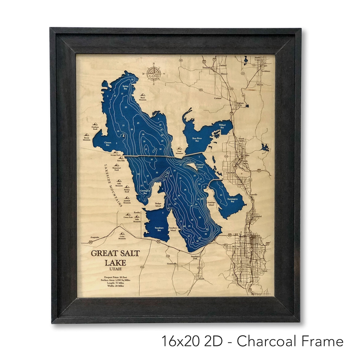 Great Salt Lake Map 3D Lake Map Custom Lake Map Custom Lake | Etsy