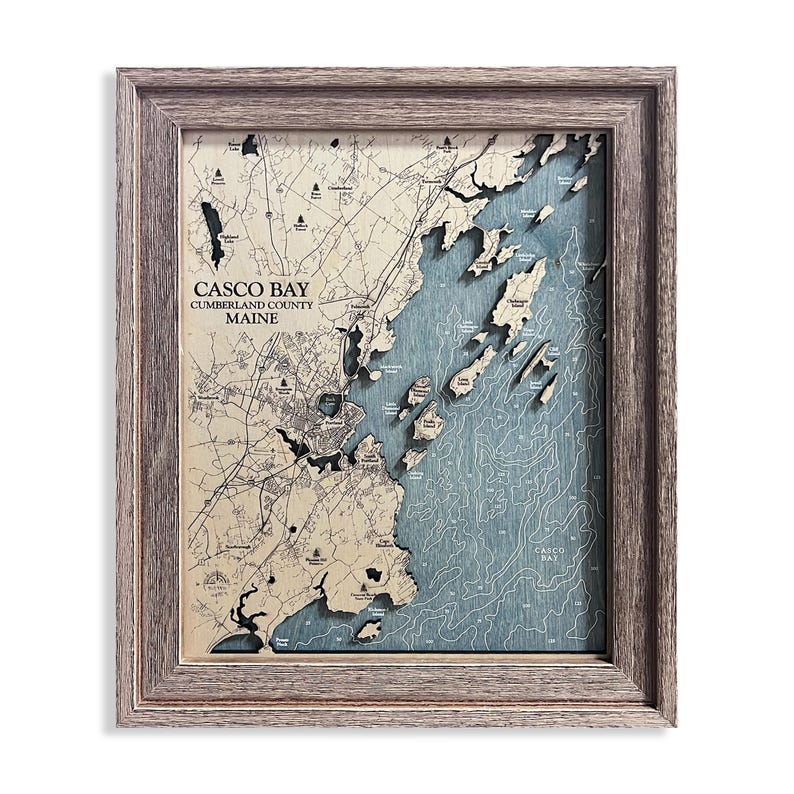 Casco Bay Map, Peaks Island, Chebeague Island, Maine Sign, Custom Maine ...