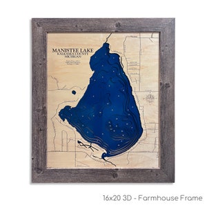 Manistee Lake Map, Custom Lake Map, Wood Lake Map, 3D Wall Art, Contour ...