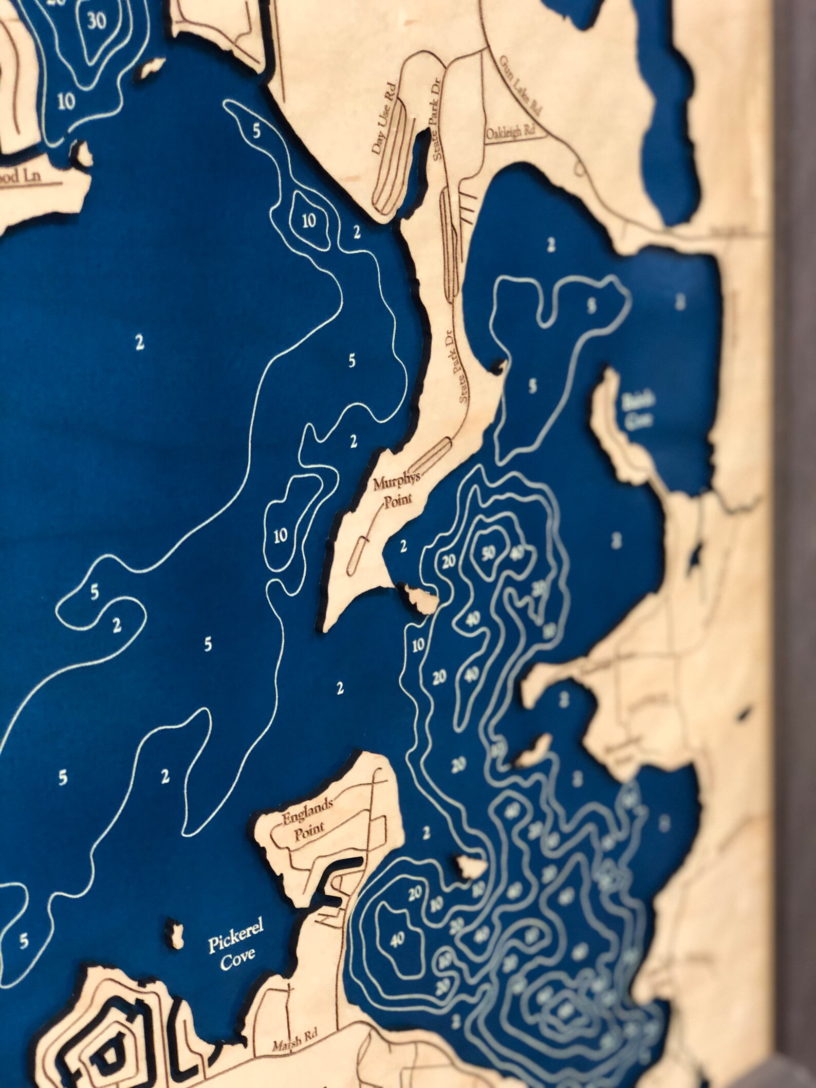 Gun Lake Map Custom Wood Map Art 3D Wall Art Contour Map Lake House ...