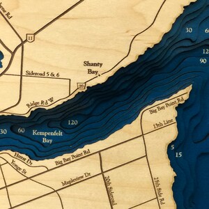 Lake Simcoe, Simcoe Map, Custom Wood Map, Lake Map, 3D Wall Art ...