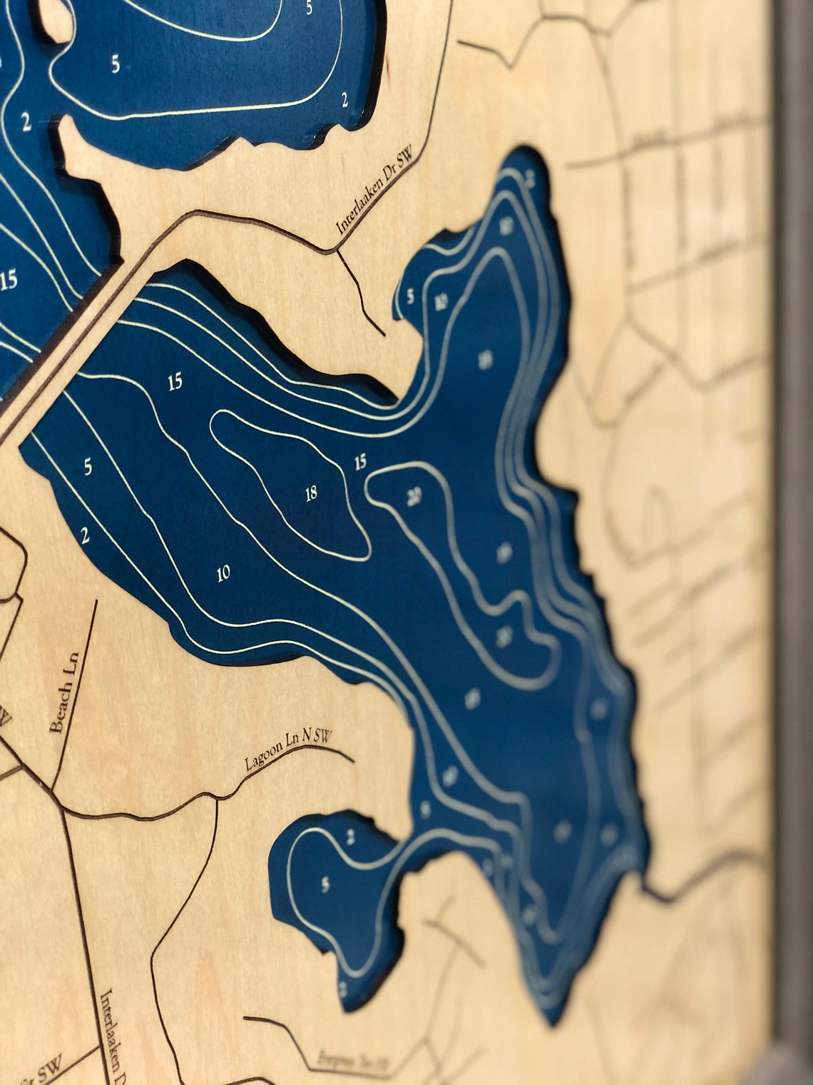 Steilacoom Lake Map Custom Lake Map Art 3D Wall Art - Etsy