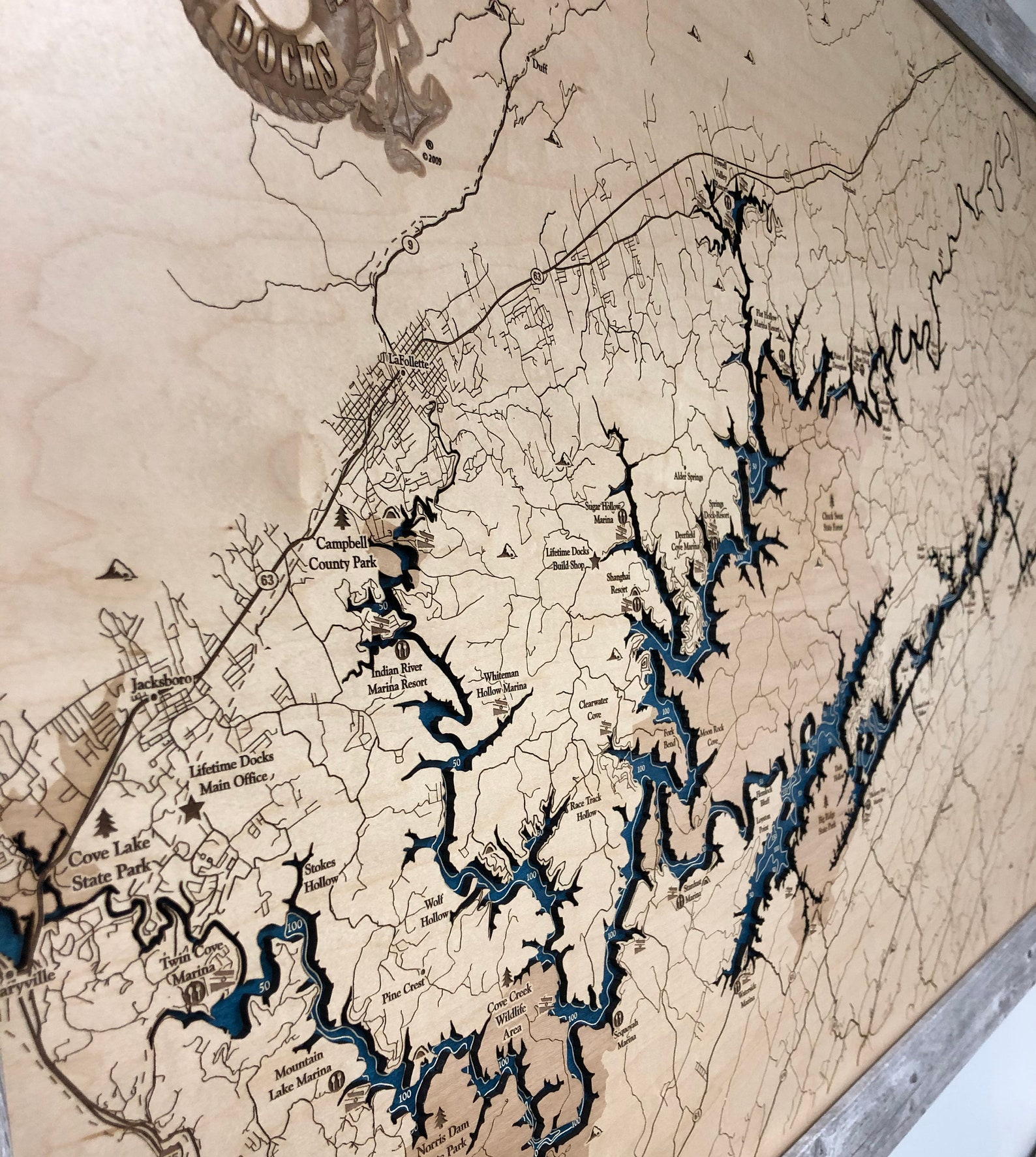 Norris Lake Custom Wood Map 3D Wall Art Contour Map - Etsy