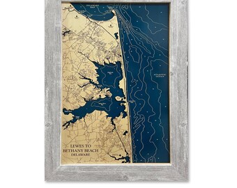 Wood Carving Delaware Bay Map - Etsy