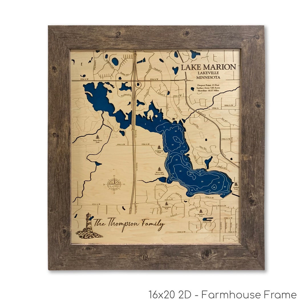 Lake Marion Map, Lake Marion, Wood Lake Map, Wood Lake Sign, Lake Art ...