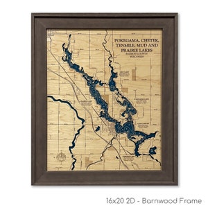 Pokegama Lake Map, Chetek Lake Map, 3D Wall Art, Prairie Lake Map ...