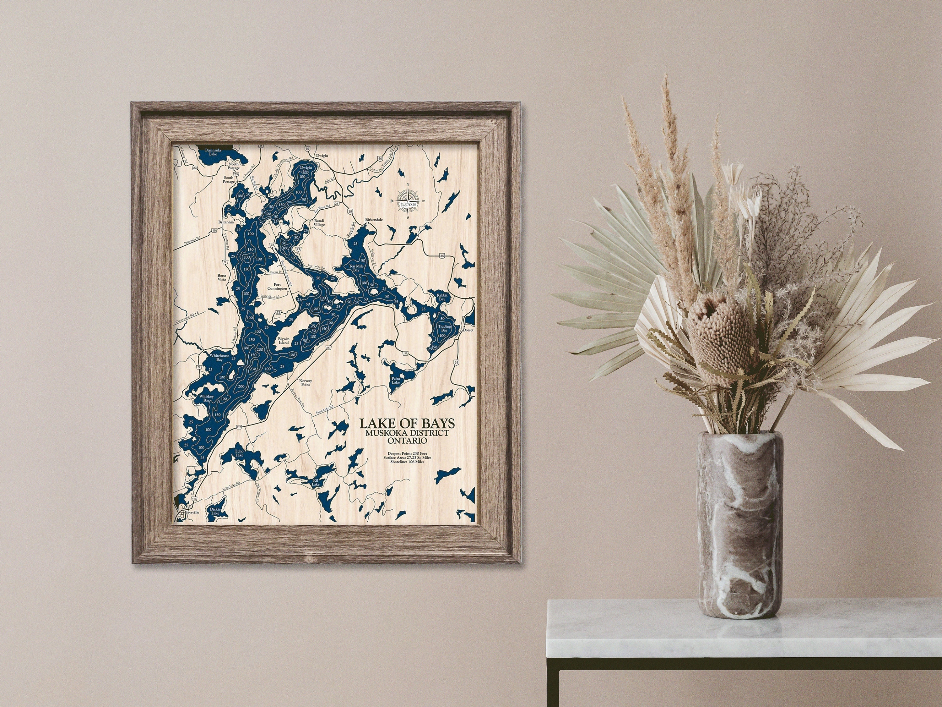 Lake of Bays Map Custom Lake Map Wood Lake Map 3D Wall Art - Etsy Australia