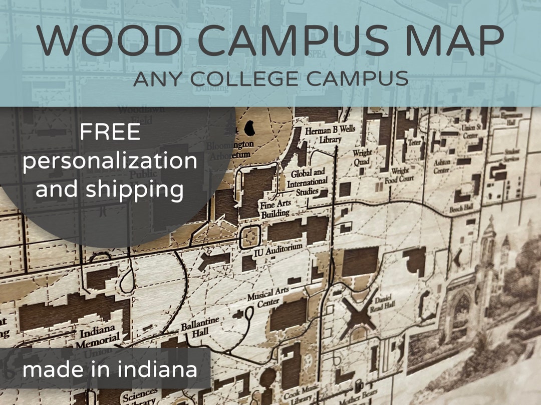 Custom Wood Campus Map, University Map, College Map, Custom College Map ...