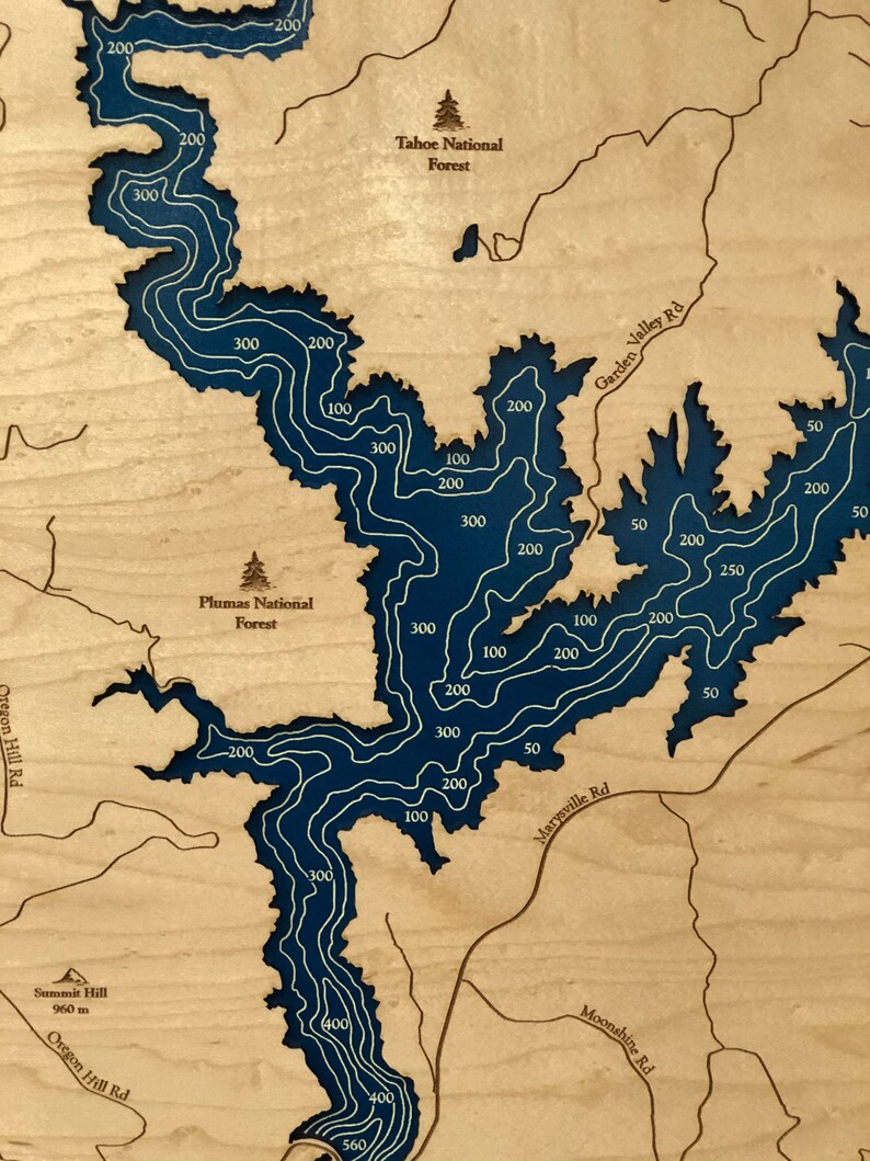 Bullards Bar Reservoir Custom Wood Map Lake Map 3D Wall - Etsy
