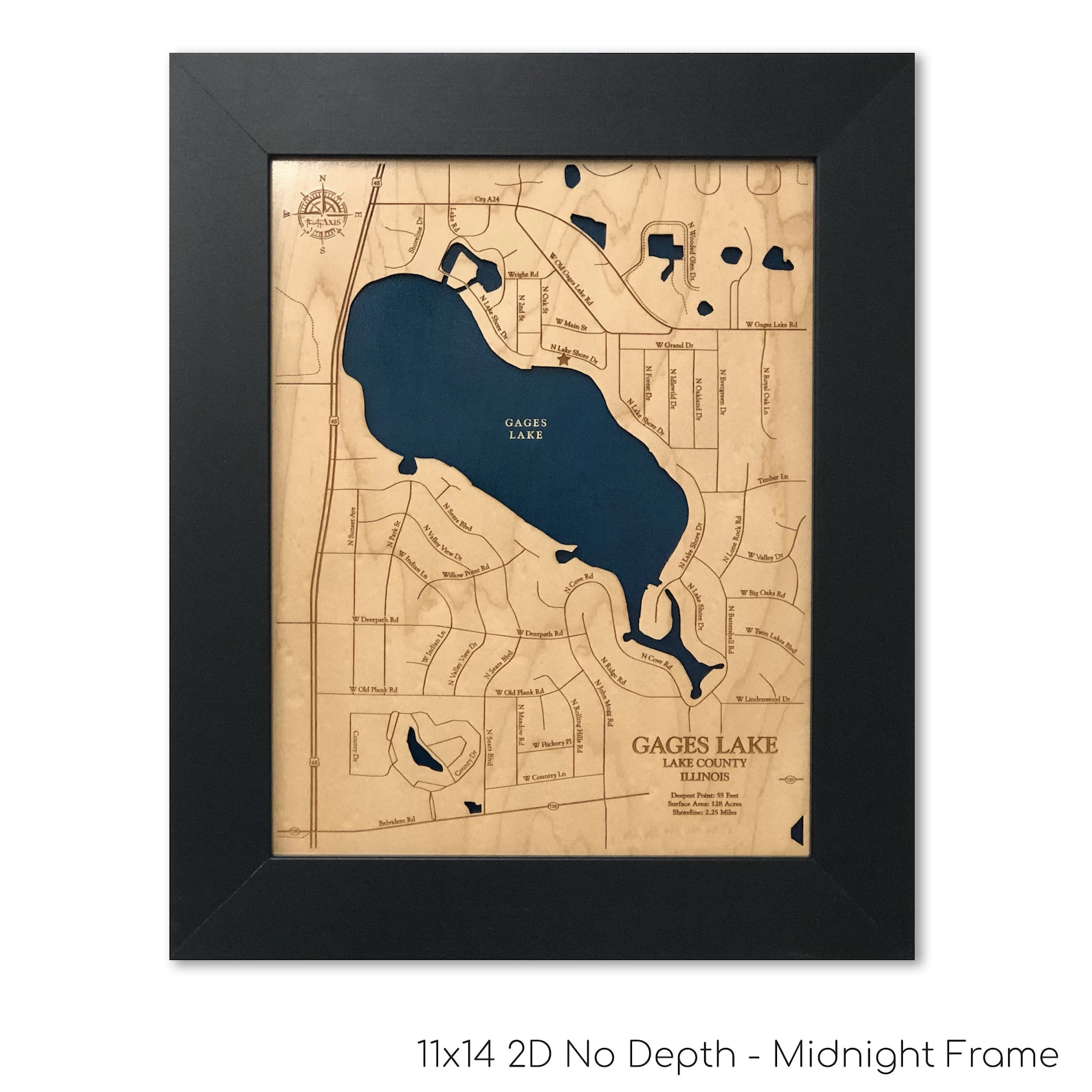 Gages Lake Map Custom Wood Map Custom Lake Art 3D Wall Art - Etsy
