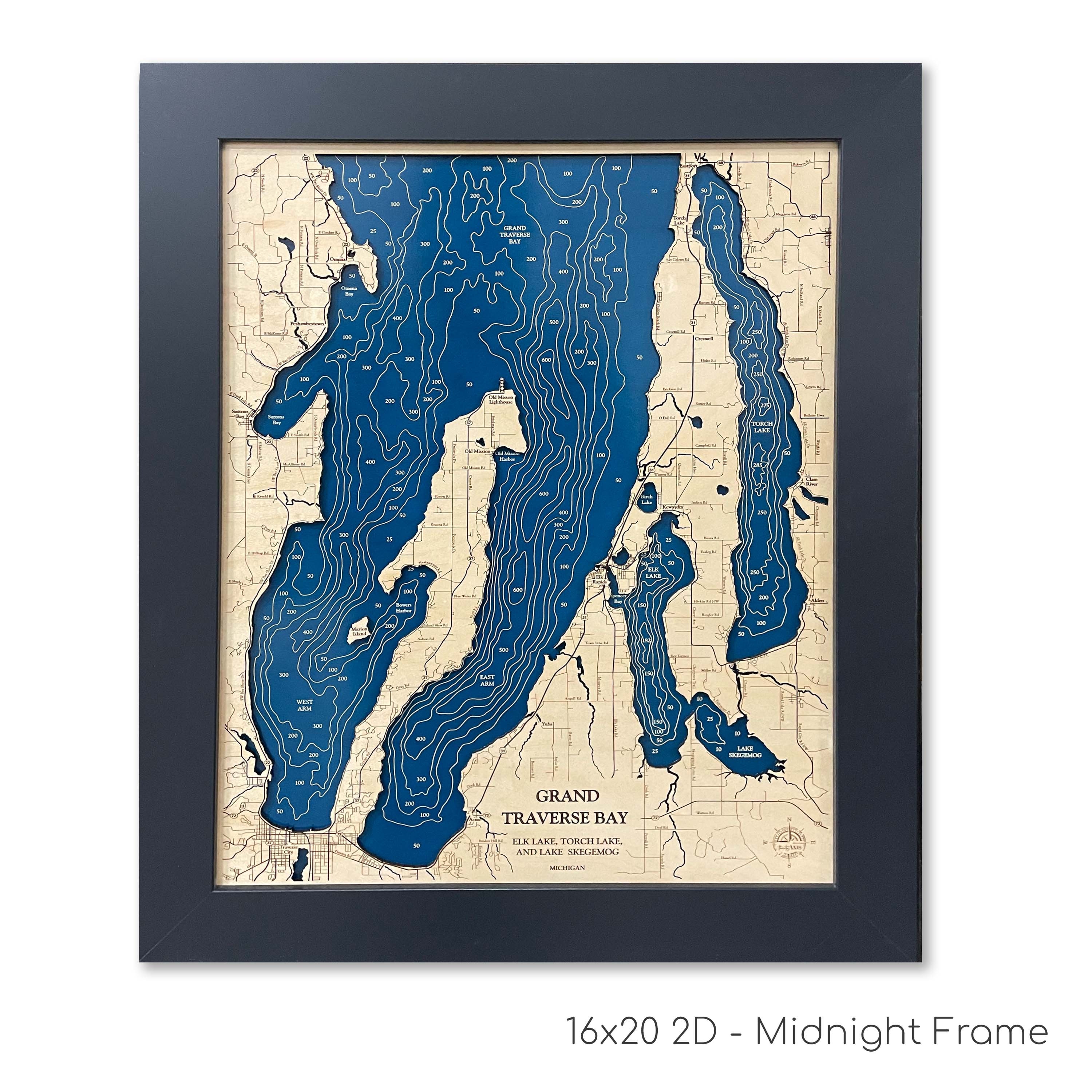 Grand Traverse Bay Map Traverse City Map Lake Michigan Map - Etsy