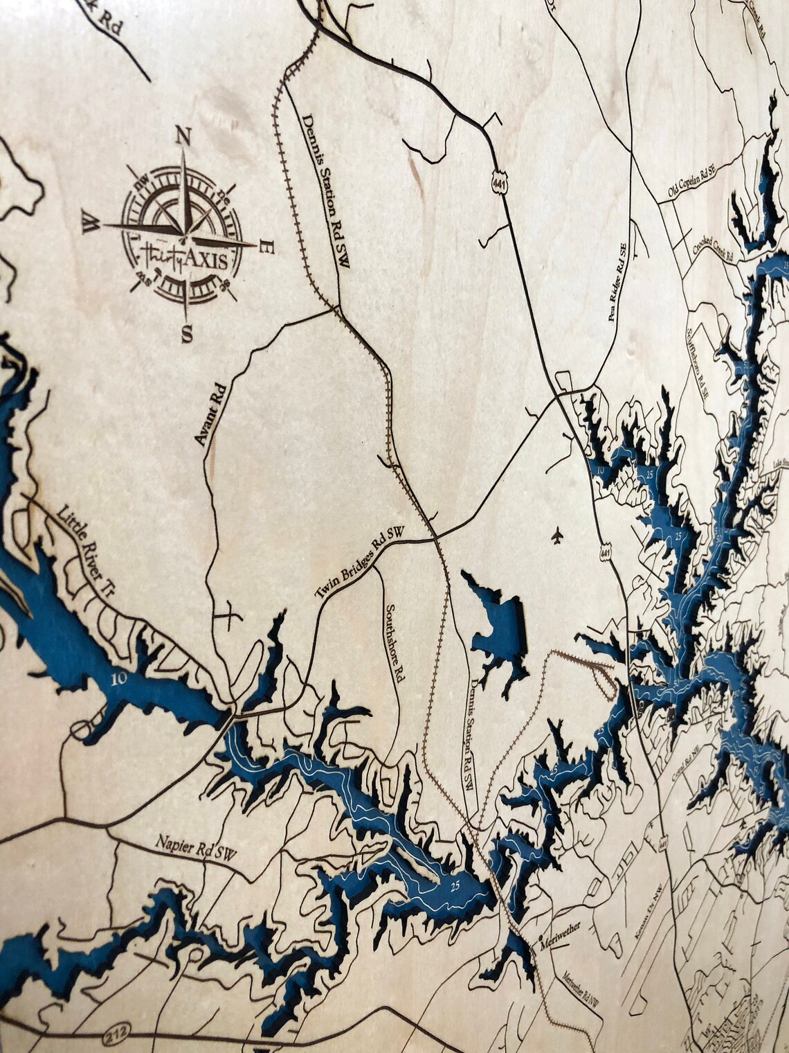 Lake Sinclair Custom Wood Map Art 3D Wall Art Contour | Etsy