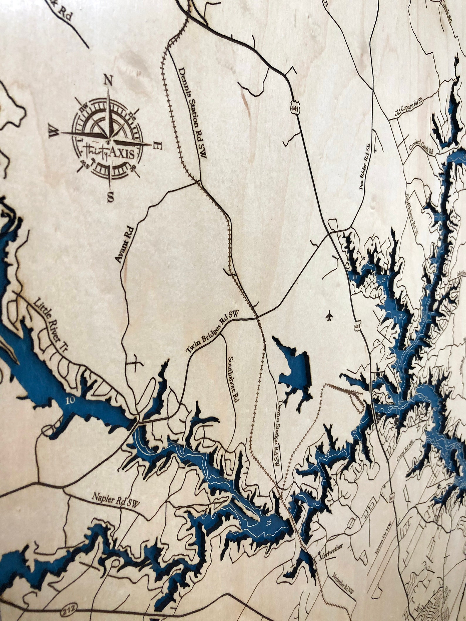 Lake Sinclair Custom Wood Map Art 3D Wall Art Contour | Etsy