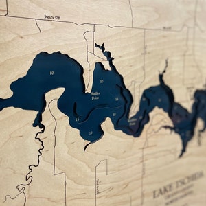 Lake Tschida Map, Lake Art, Custom Wood Map, 3D Wall Art, Contour Map ...