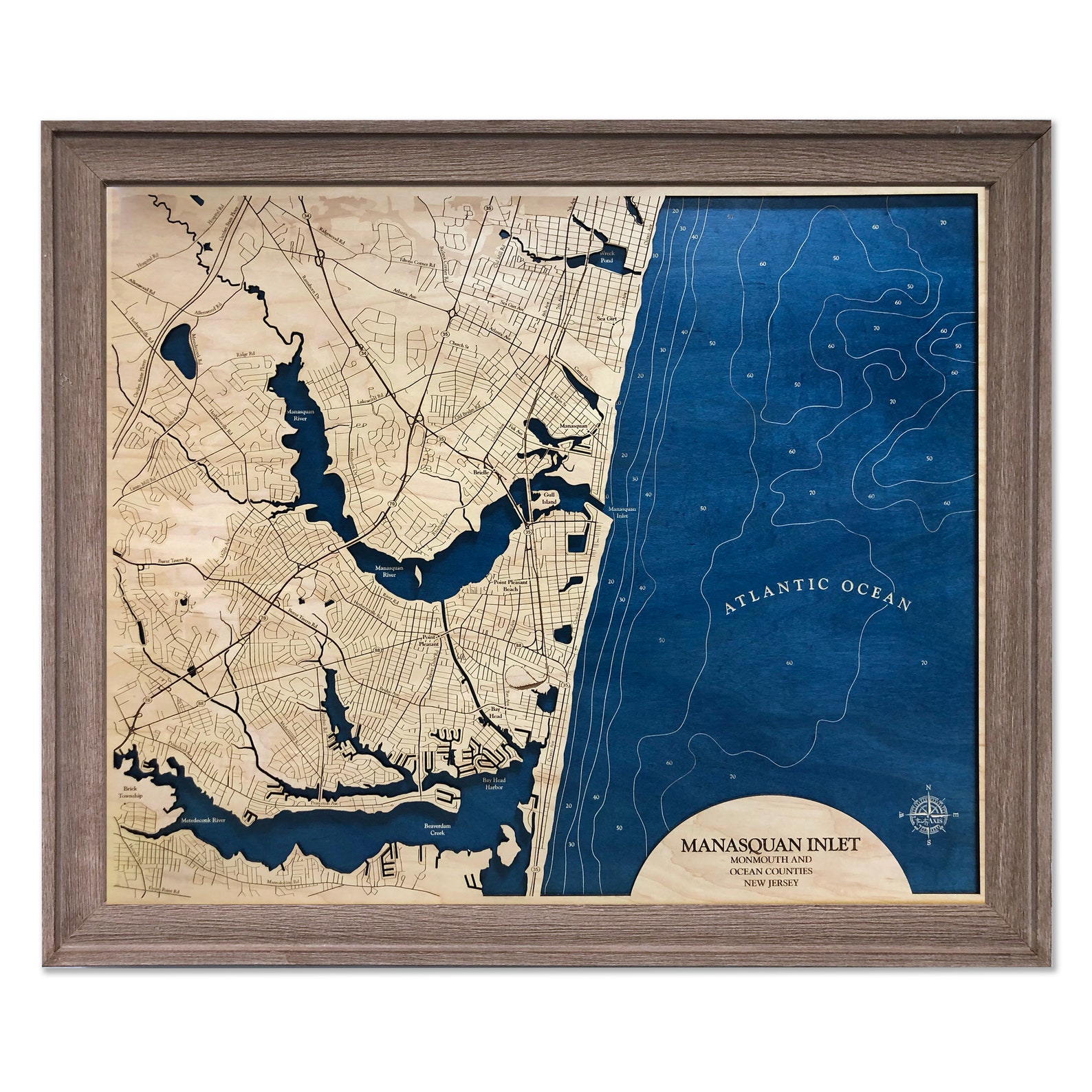 Manasquan Inlet Map Custom Island Sign New Jersey Map Beach - Etsy