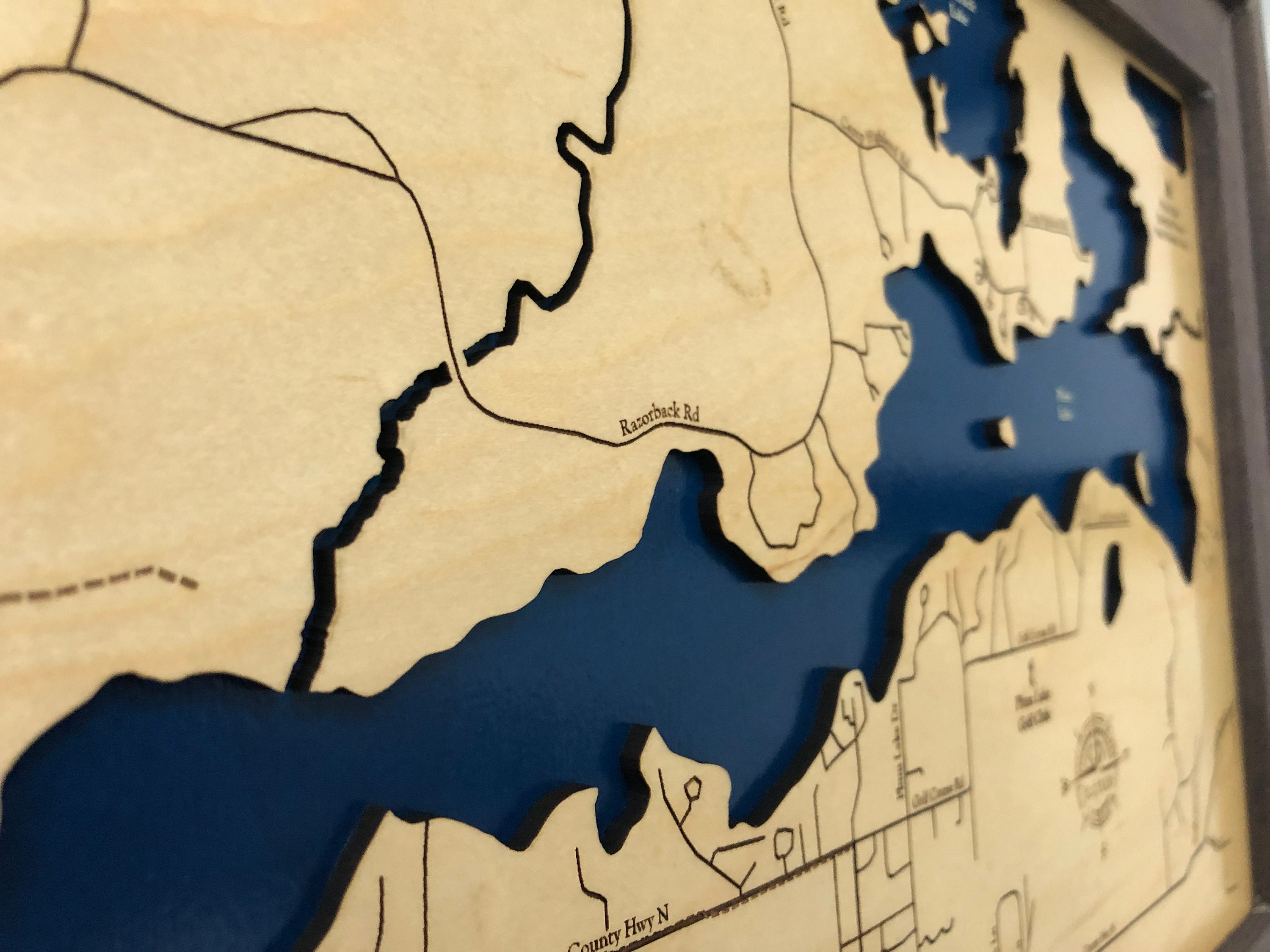 Plum Lake Map Custom Wood Map 3D Wall Art Contour Map - Etsy