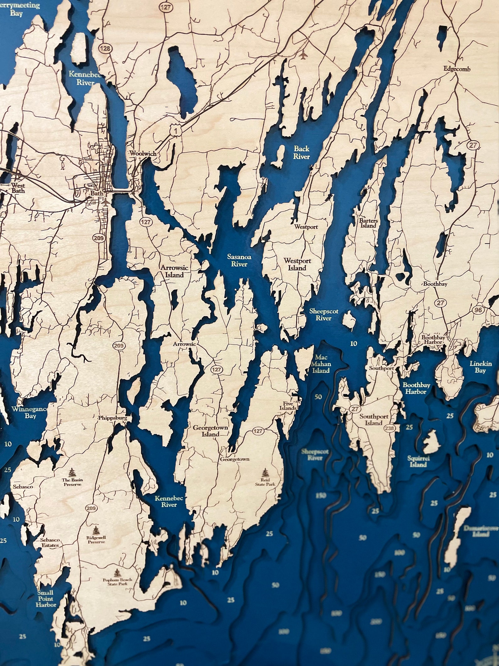 Five Islands Map Casco Bay Map Maine Map Main Coastline - Etsy