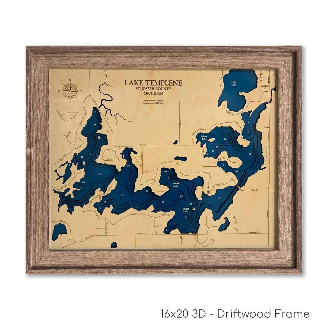 Lake Templene Map, Lake Templene, Wood Lake Map, Wood Lake Sign, Lake ...