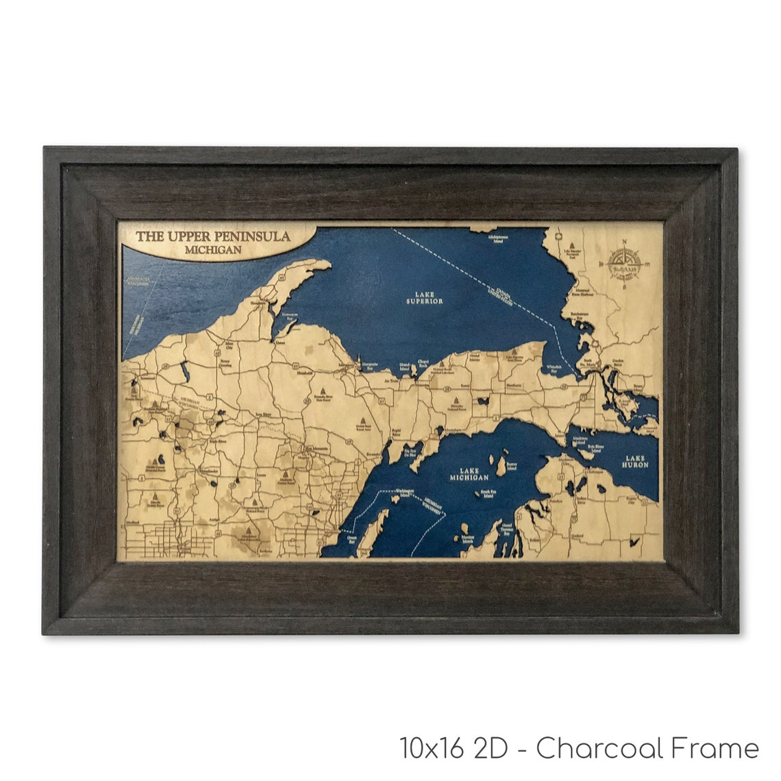 Upper Peninsula Map Michigan UP Map 3D Lake Map Custom Lake | Etsy