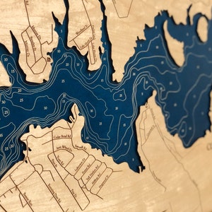 Houston County Lake, Custom Wood Map, 3D Art, Contour Map, Lake House ...