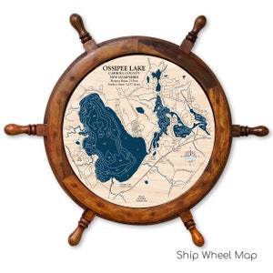 Ossipee Lake Map, Custom Lake, Custom Lake Map, Wood Lake Map, 3D Wall ...