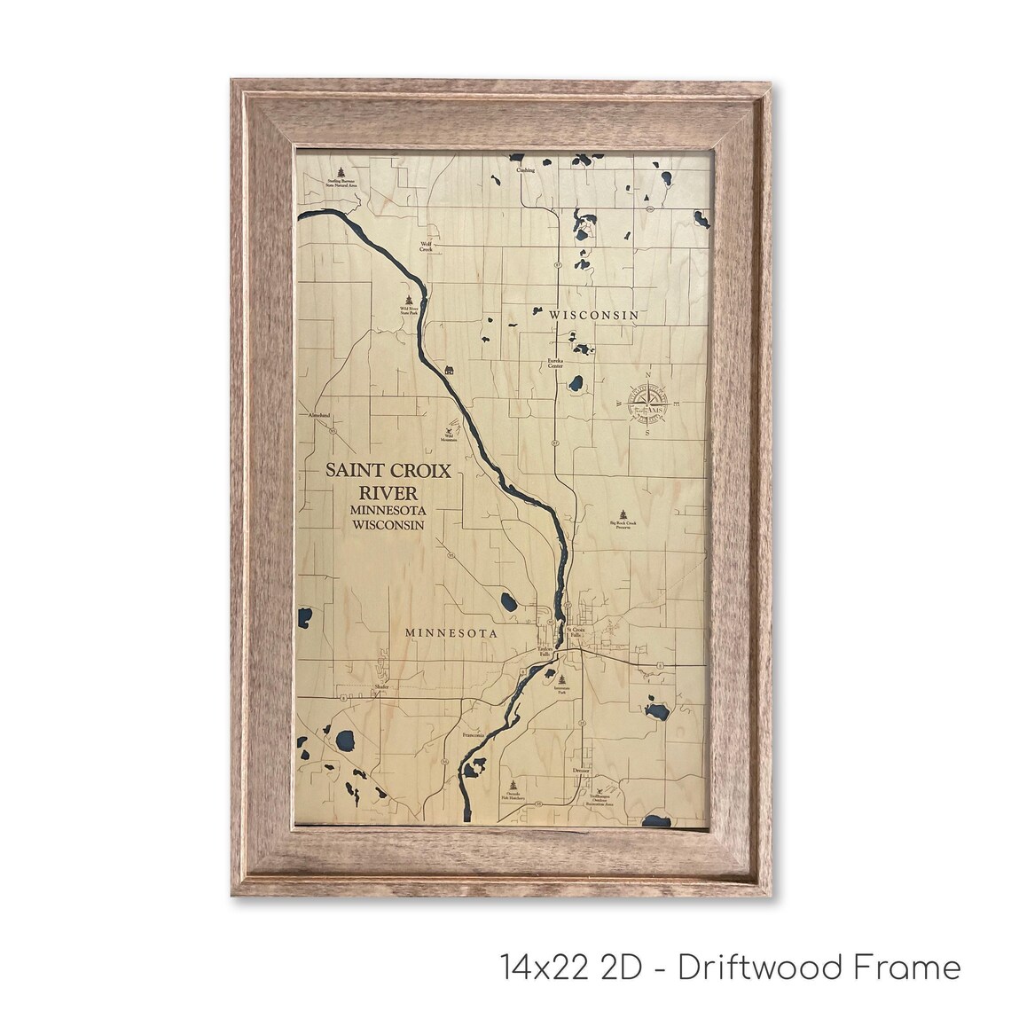 St. Croix River Map, Custom Wood Map, 3D Wall Art, Contour Map Lake ...