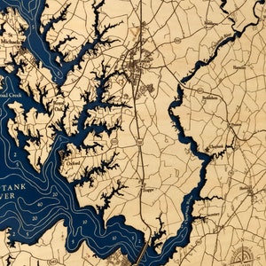 Choptank River Map, Custom Wood Map, Custom Lake Art, 3D Wall Art ...