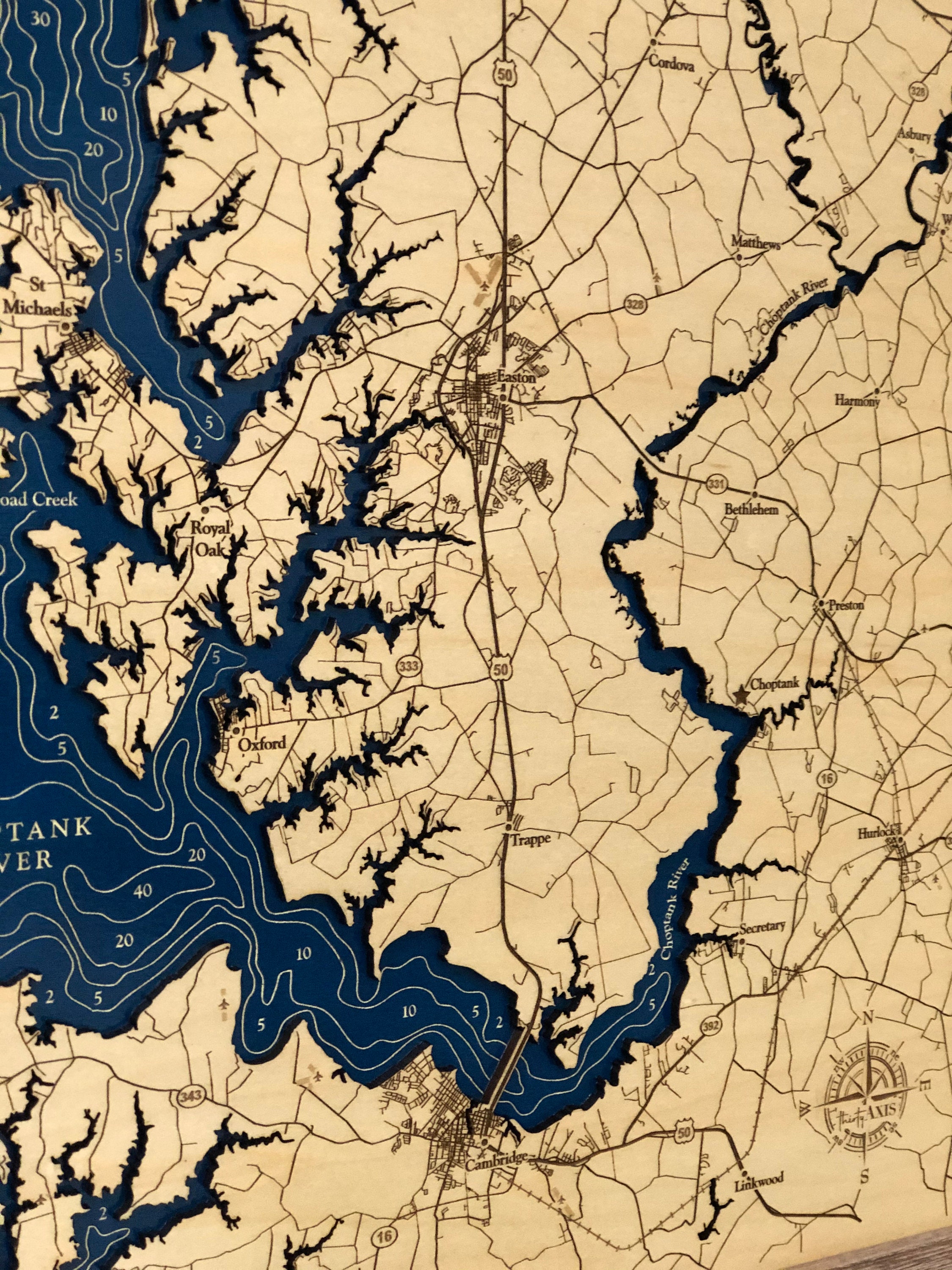 Choptank River Map Custom Wood Map Custom Lake Art 3D Wall - Etsy UK