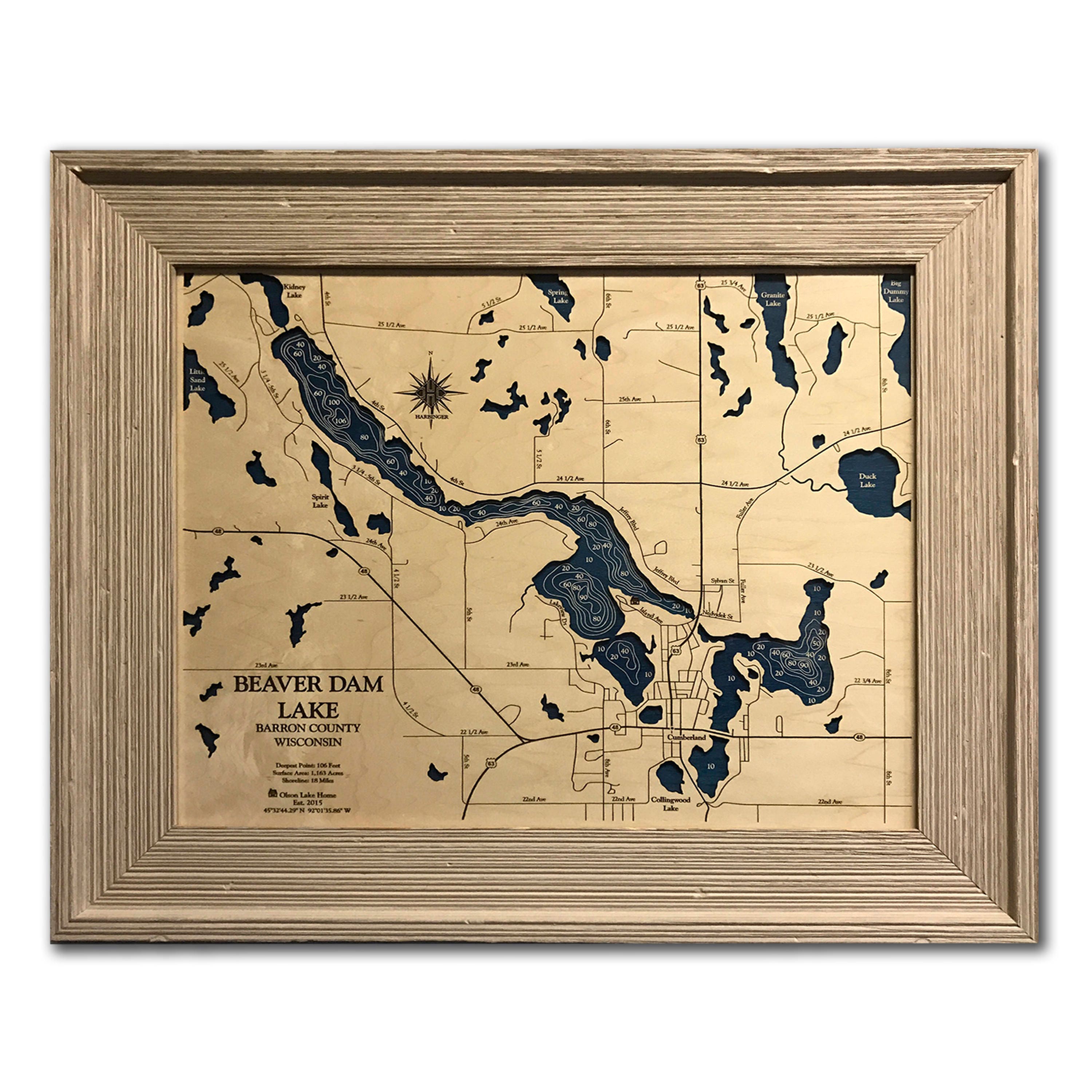 Beaver Dam Lake Custom Wood Map Custom Lake Sign Lake - Etsy
