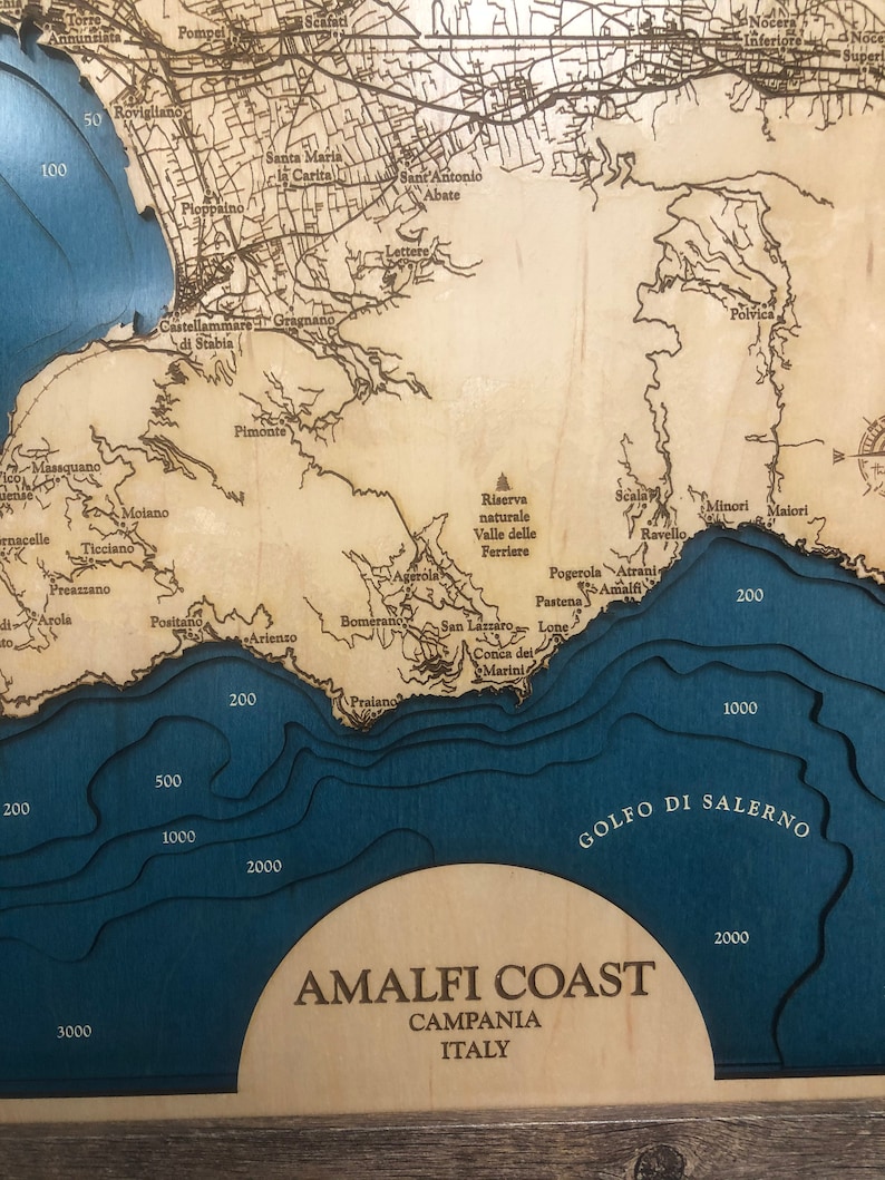 Amalfi Coast Map Custom Wood Map Italy Map 3D Wall Art - Etsy