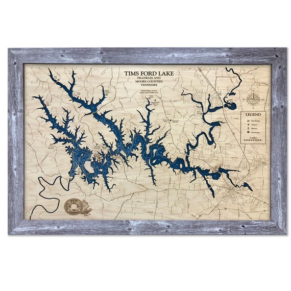 Tims Ford Lake Custom Wood Map 3D Wall Art Contour Map | Etsy