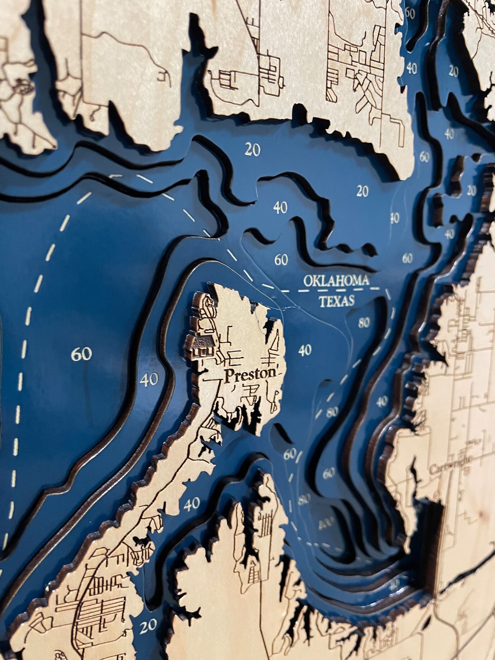 Lake Texoma Map Texoma Lake Lake House Gift 3D Lake Map - Etsy