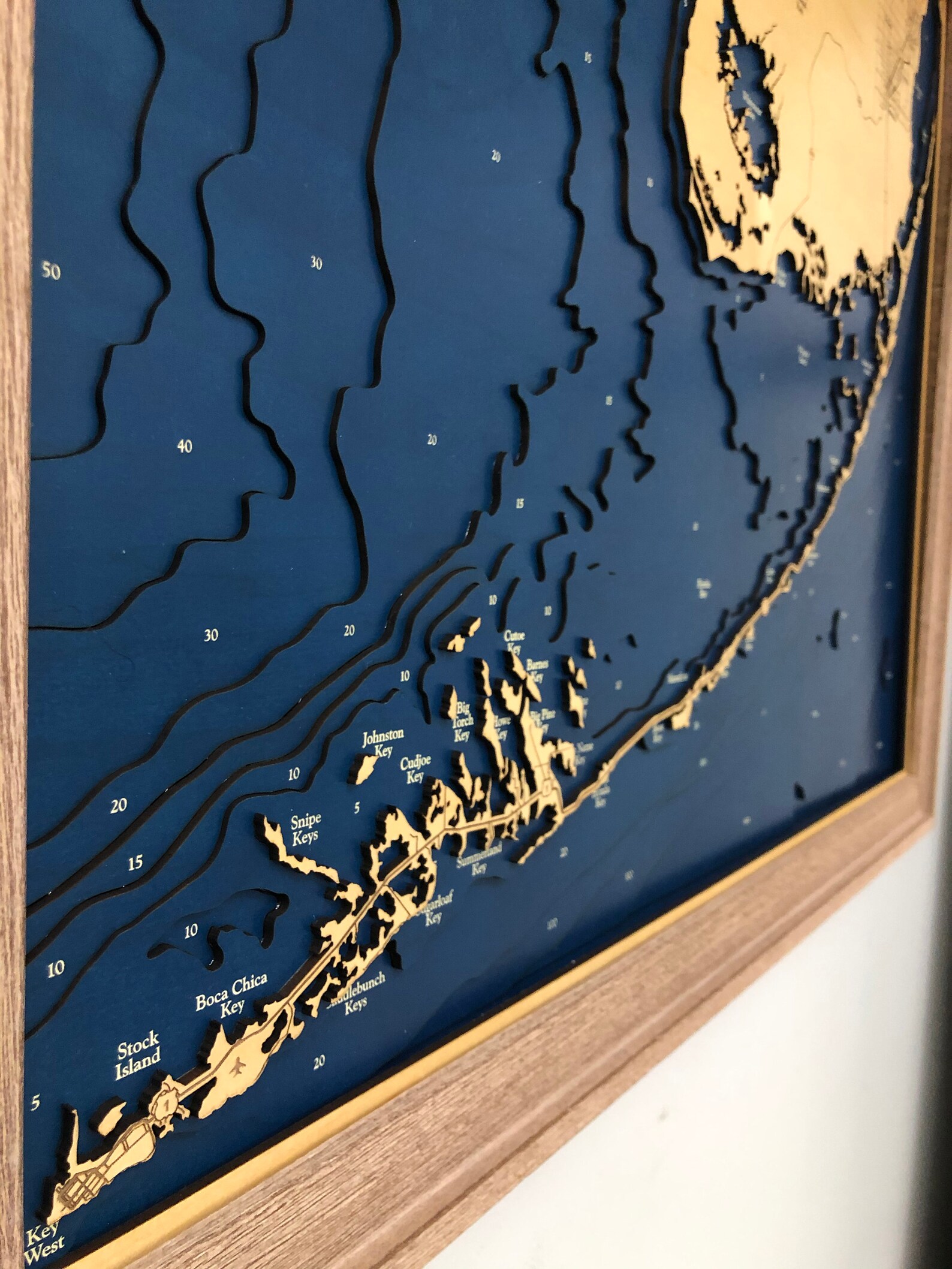 Florida Keys Map Custom Wood Map Florida Map 3D Wall Art Contour Map ...
