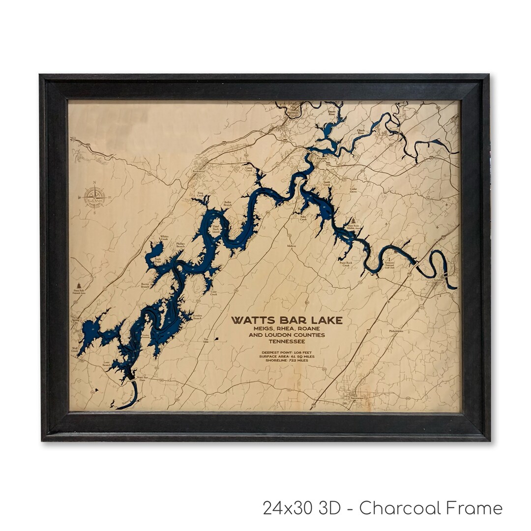 Watts Bar Lake Map, Watts Bar Lake, Wood Lake Map, Wood Lake Sign, Lake ...