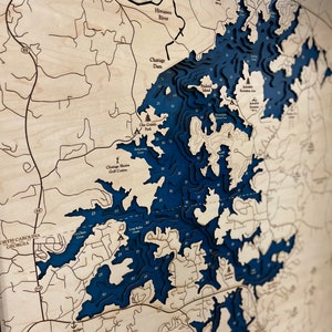 Lake Chatuge Map, Chatuge Lake Map, Custom Lake Map, 3D Lake Map, Wood ...