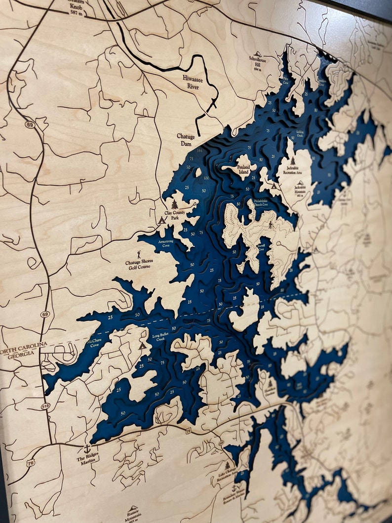 Lake Chatuge Map Chatuge Lake Map Custom Lake Map 3D Lake | Etsy