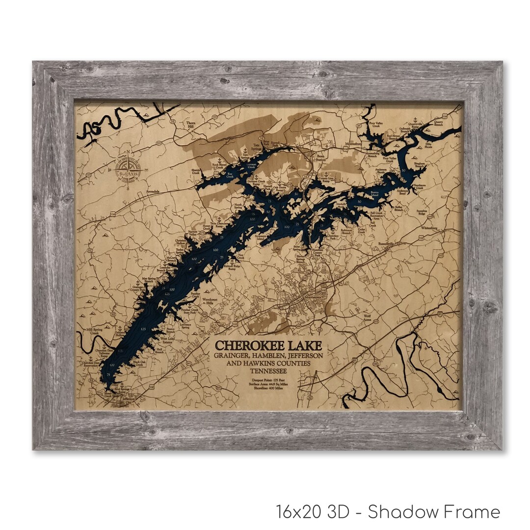 Cherokee Lake, Custom Wood Map, Cherokee Lake Map, Custom Lake Sign ...