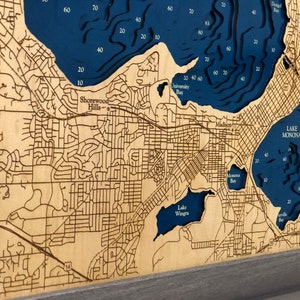 Lake Mendota + Lake Monona - Custom Wood Map - Art - 3D Wall Art ...