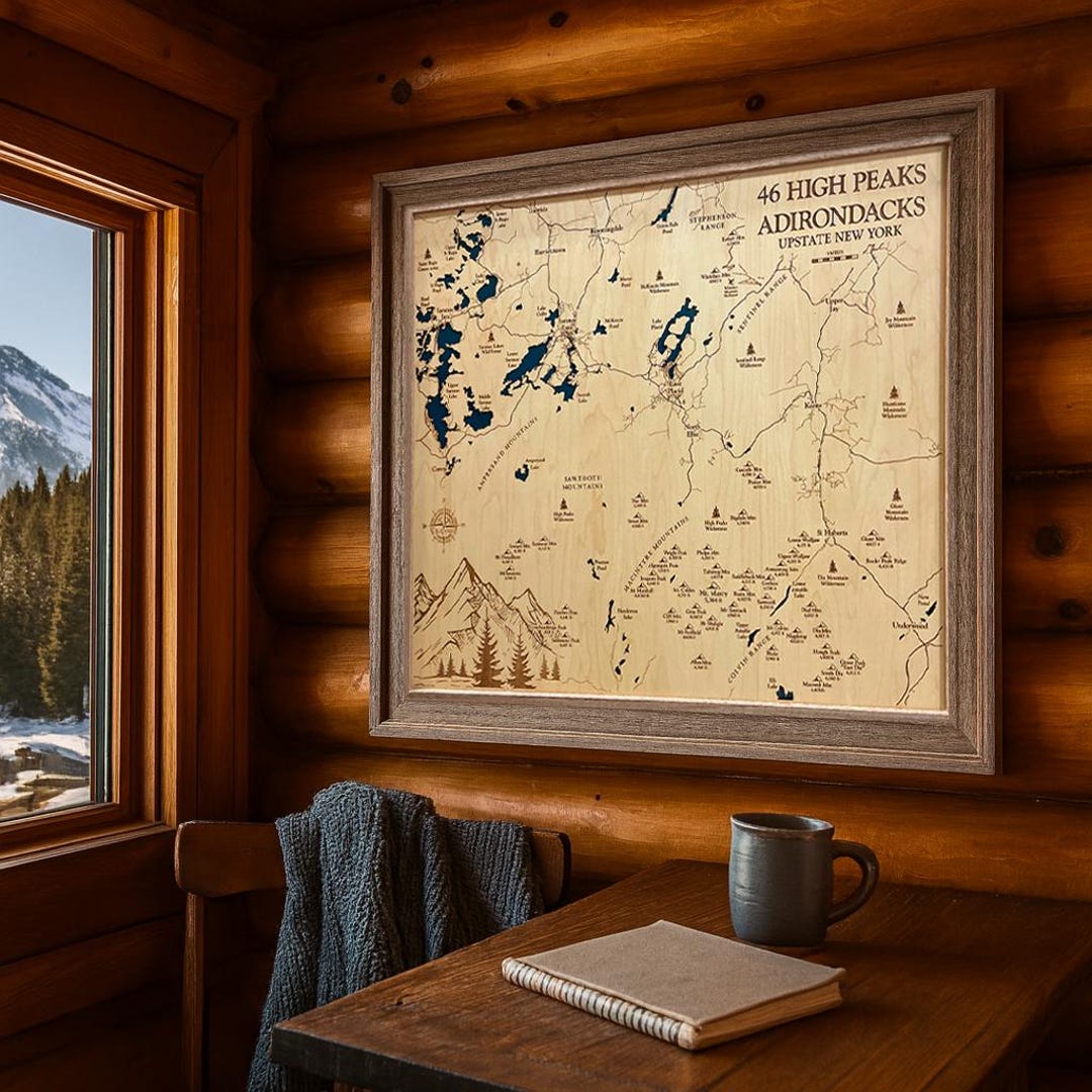 Adirondack 46 Peaks Map: Custom Wood Lake Art - Etsy Australia