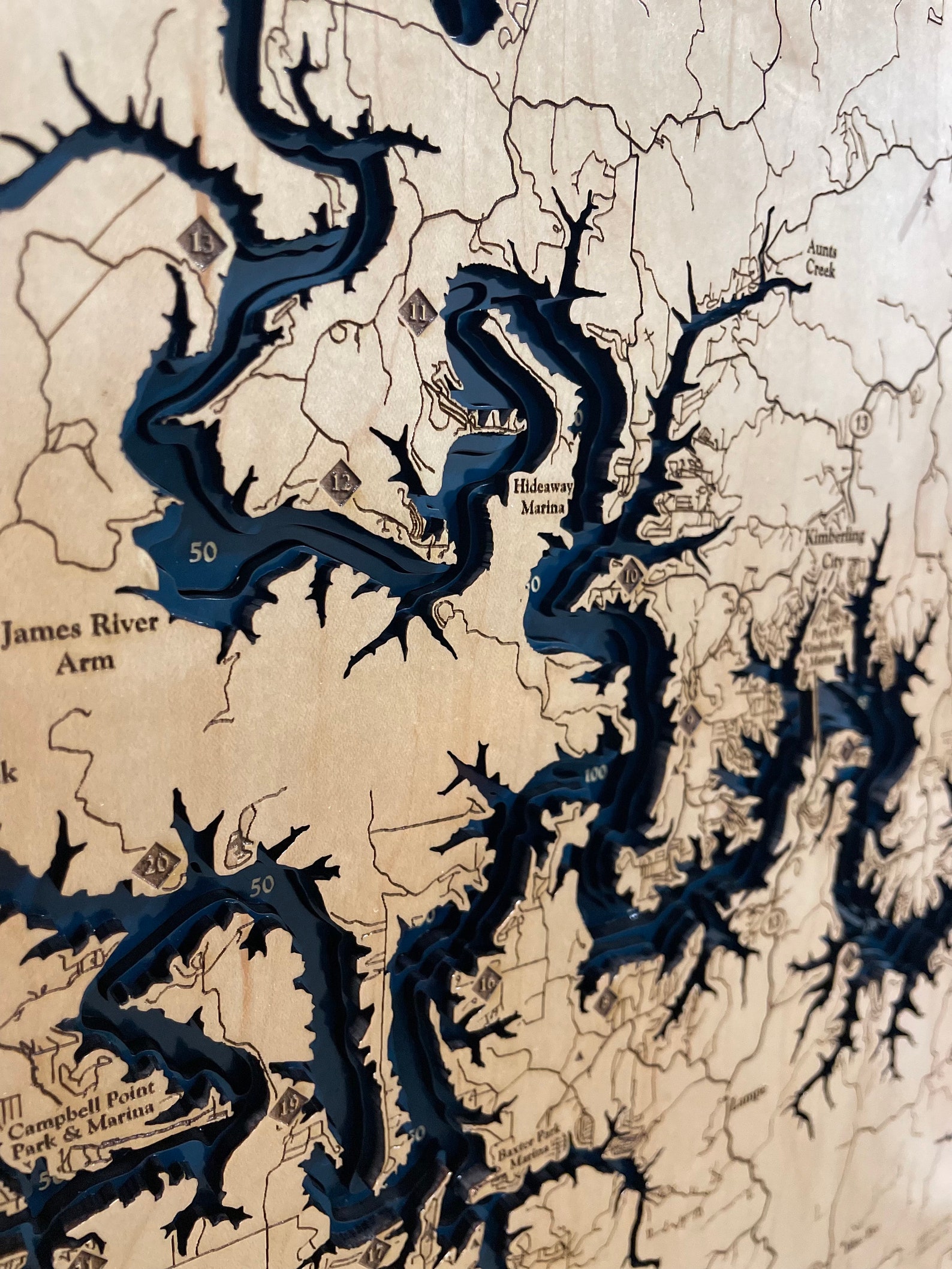 3D Custom Lake Map Lake House Décor Wood Depth Map - Etsy