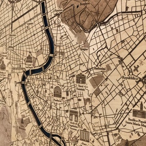 Rome Map, Roma Map, Custom Wood Map, Italy Map, 3D Wall Art, Contour ...