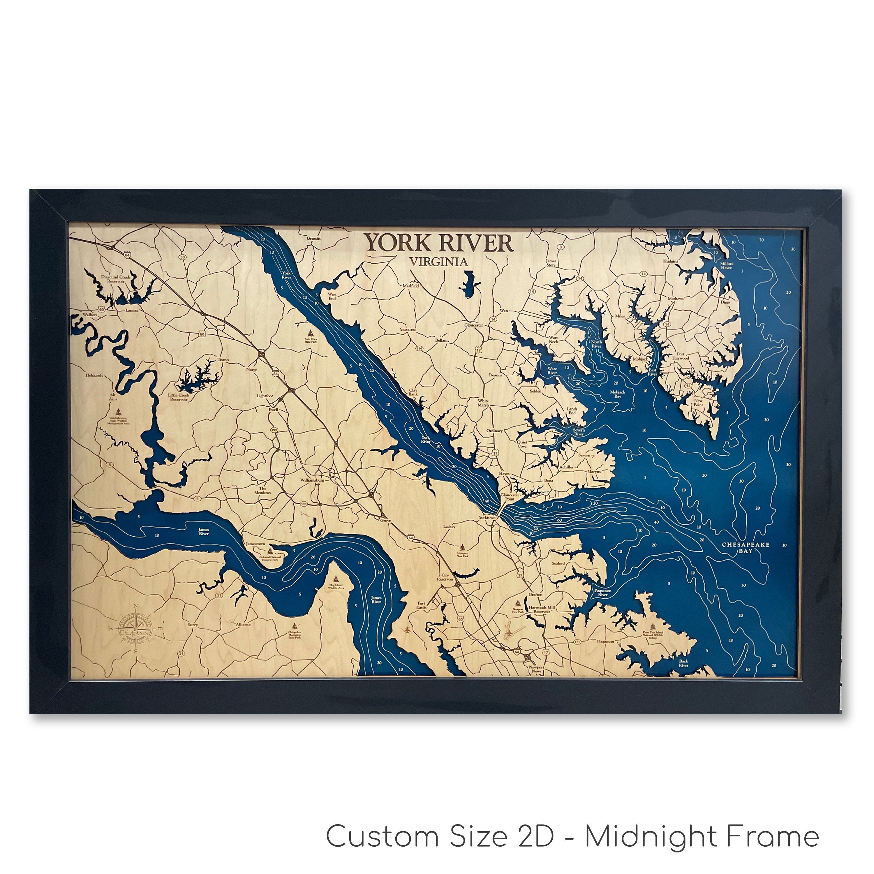 York River Map Chesapeake Bay Map Custom Island Map Wood - Etsy