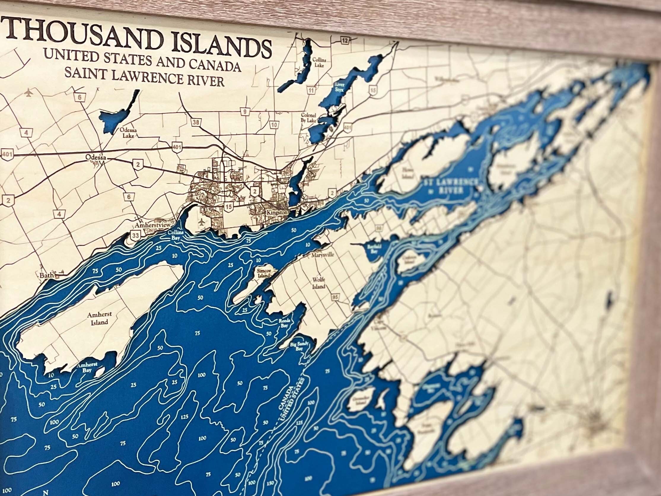 Thousands Island Map St Lawrence River Map Custom Lake Map - Etsy