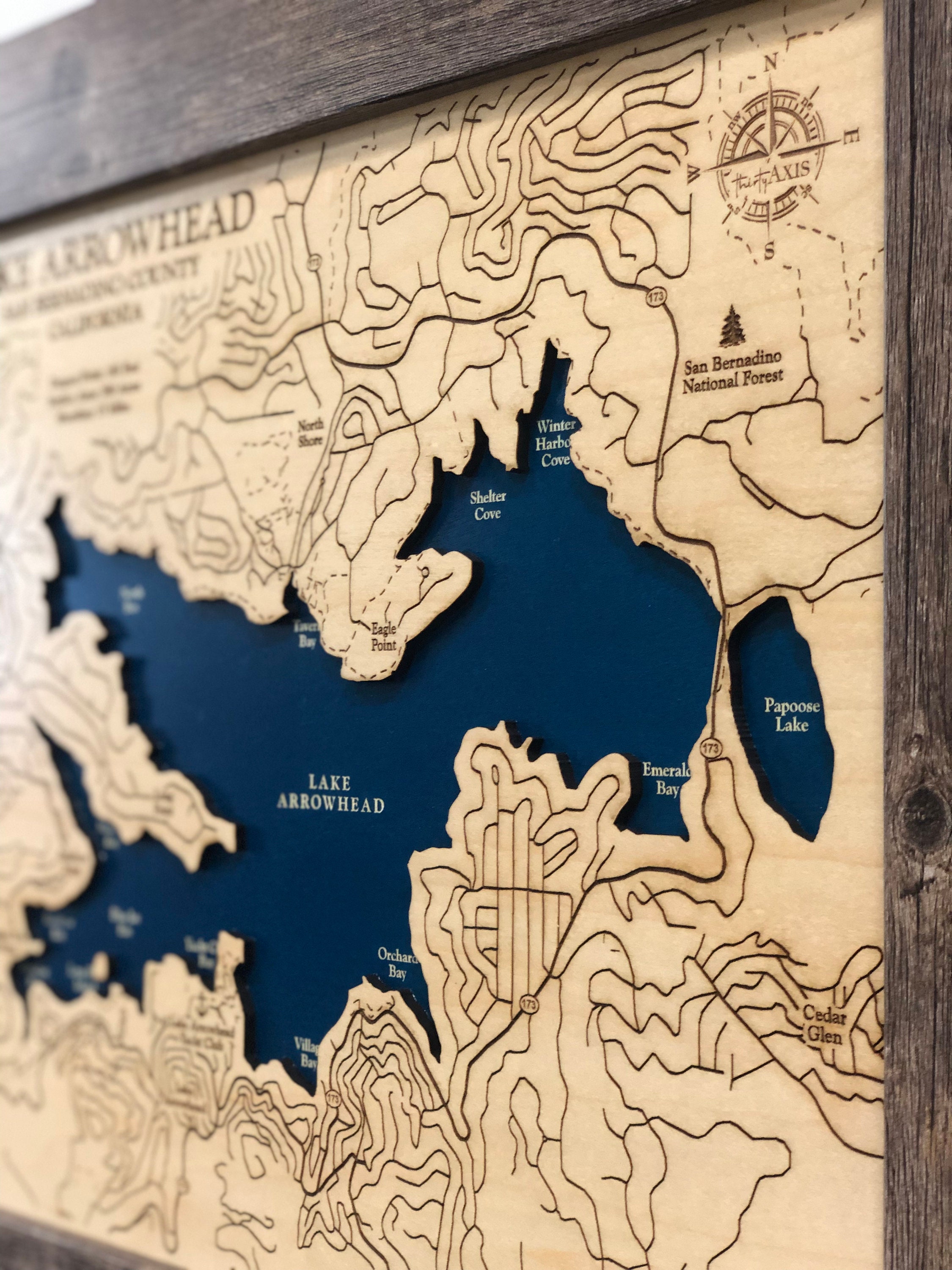 Lake Arrowhead Map Custom Wood Map Custom Lake Art 3D Wall | Etsy