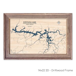 Fontana Lake Map, Wood Lake Map, Custom Lake Map, Custom Lake Sign ...