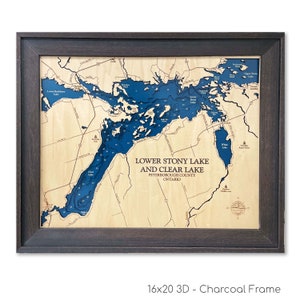 Lower Stony Lake Map, Clear Lake Map, Cottage Decor, 3D Lake Map, Wood ...