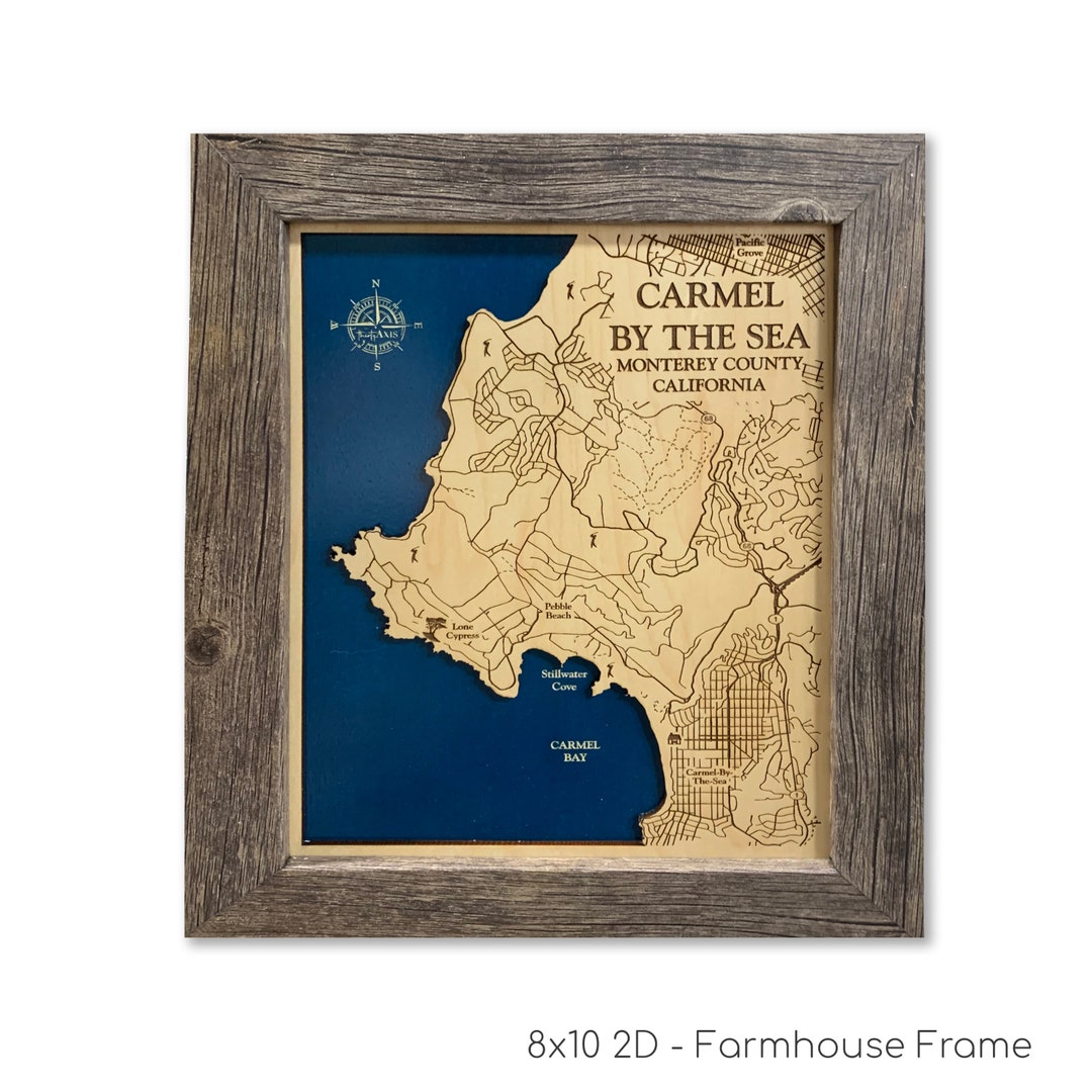 Carmel Map, Carmel by the Sea Map, Custom Wood Map, Custom Wood Map ...